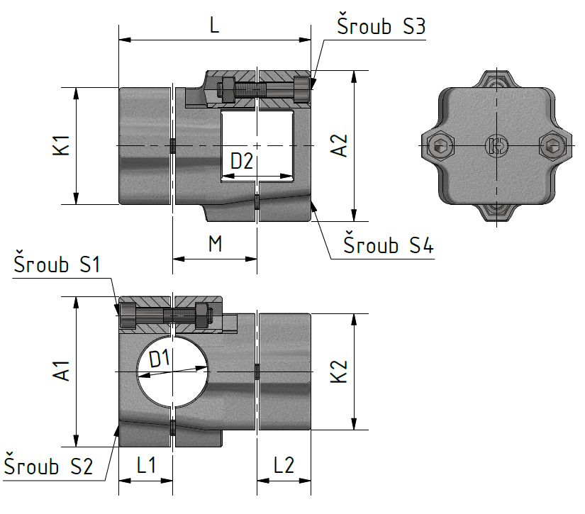 Dělená křížová spojka KNU / KNUZ